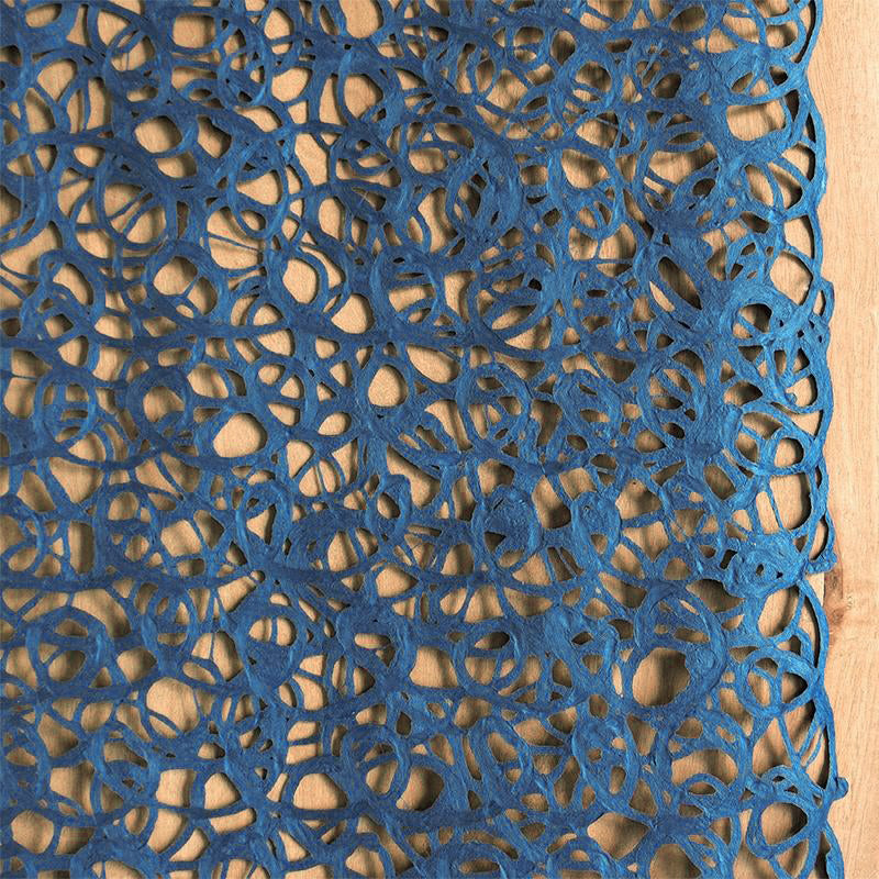 Handmade Paper Roll, 'Scribble', Indigo — Gold Leaf Design Group